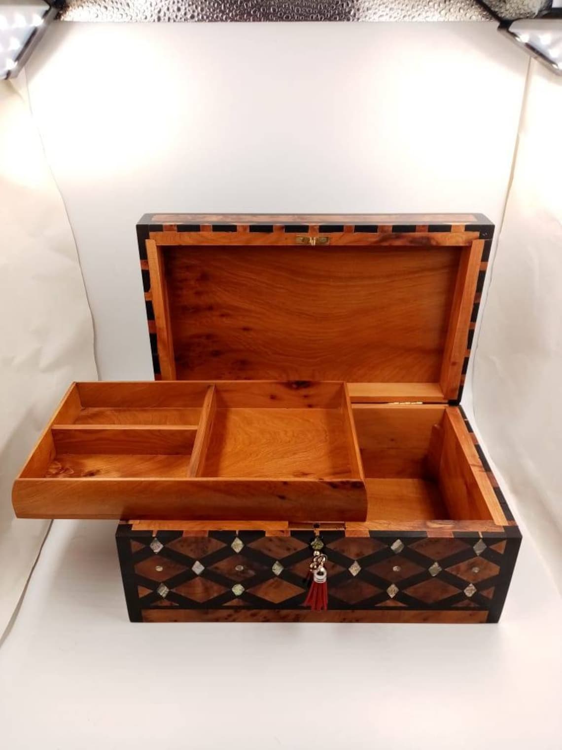 Big Hand-Crafted Wooden Jewelry Box Made of Thuya Wood And | Etsy