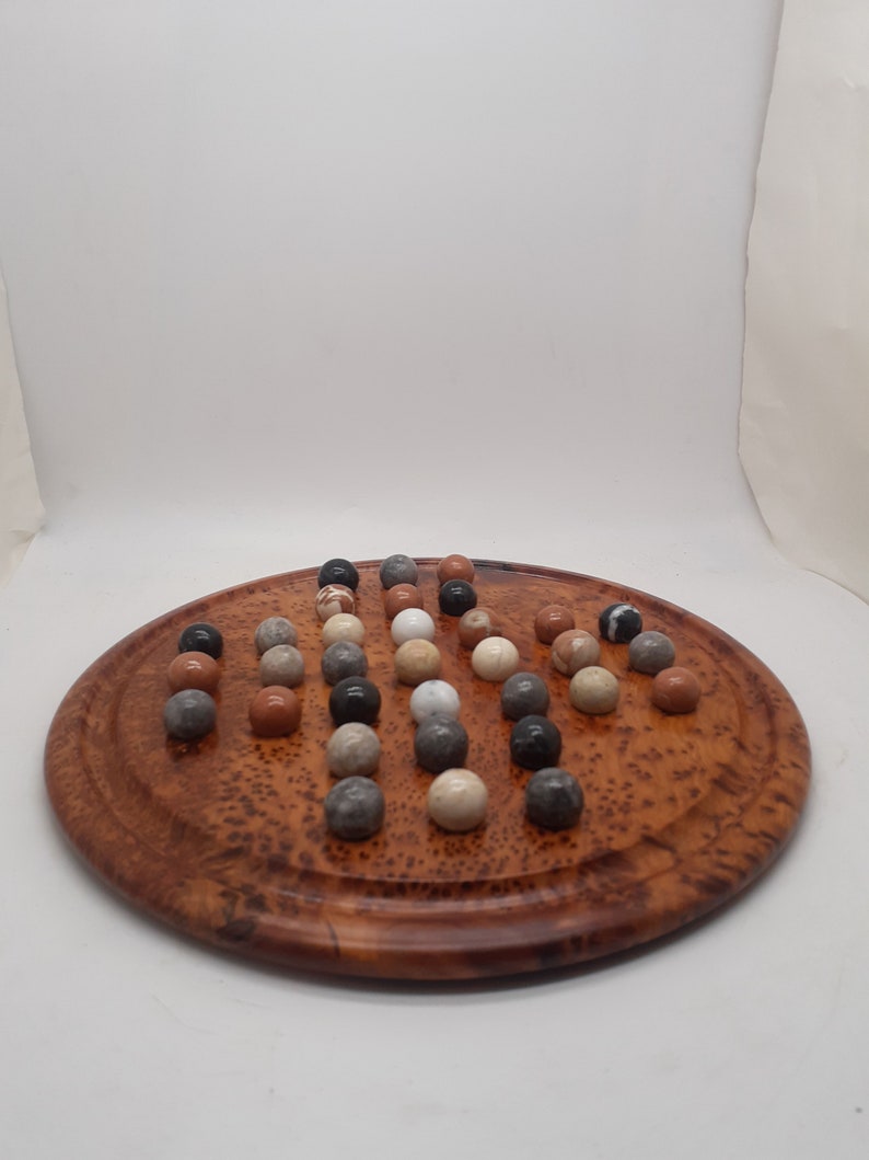 Large Beautiful Handmade Wooden Solitaire Game With Marble | Etsy