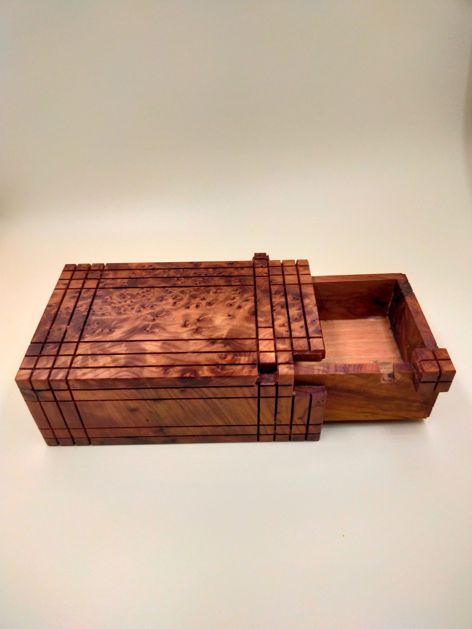 Beautiful Burl Puzzle Box, Mystery Wooden Box,secret Jewelry Box Case ...