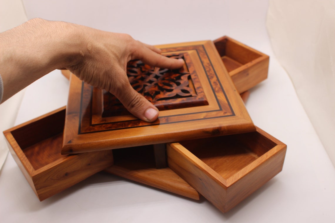 Handmade Secret Opening Wooden Jewelry BoxUnique Trinket | Etsy