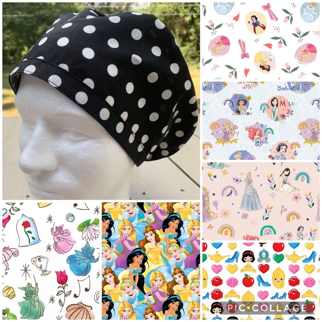 Womans Disney Princess Montage Themed Hummingbird Surgical Scrub Hat ...