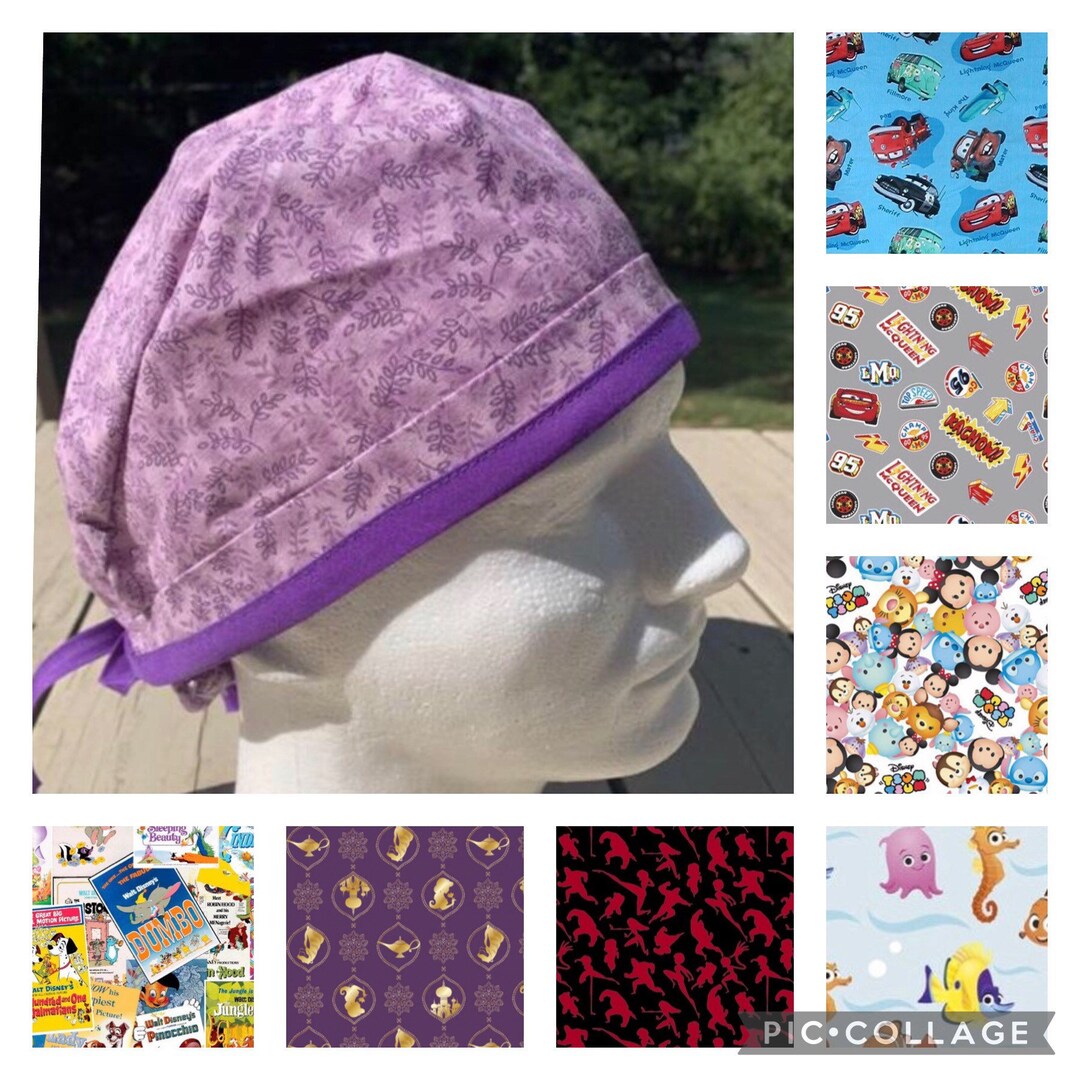 Woman’s Disney Pixar Themed Gathered Back Surgical Scrub Hat Cap ...