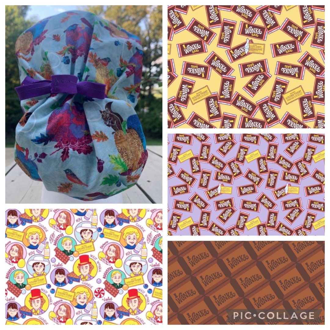 Woman’s Ponytail Back Willy Wonka and the Chocolate Factory Scrub Hat ...