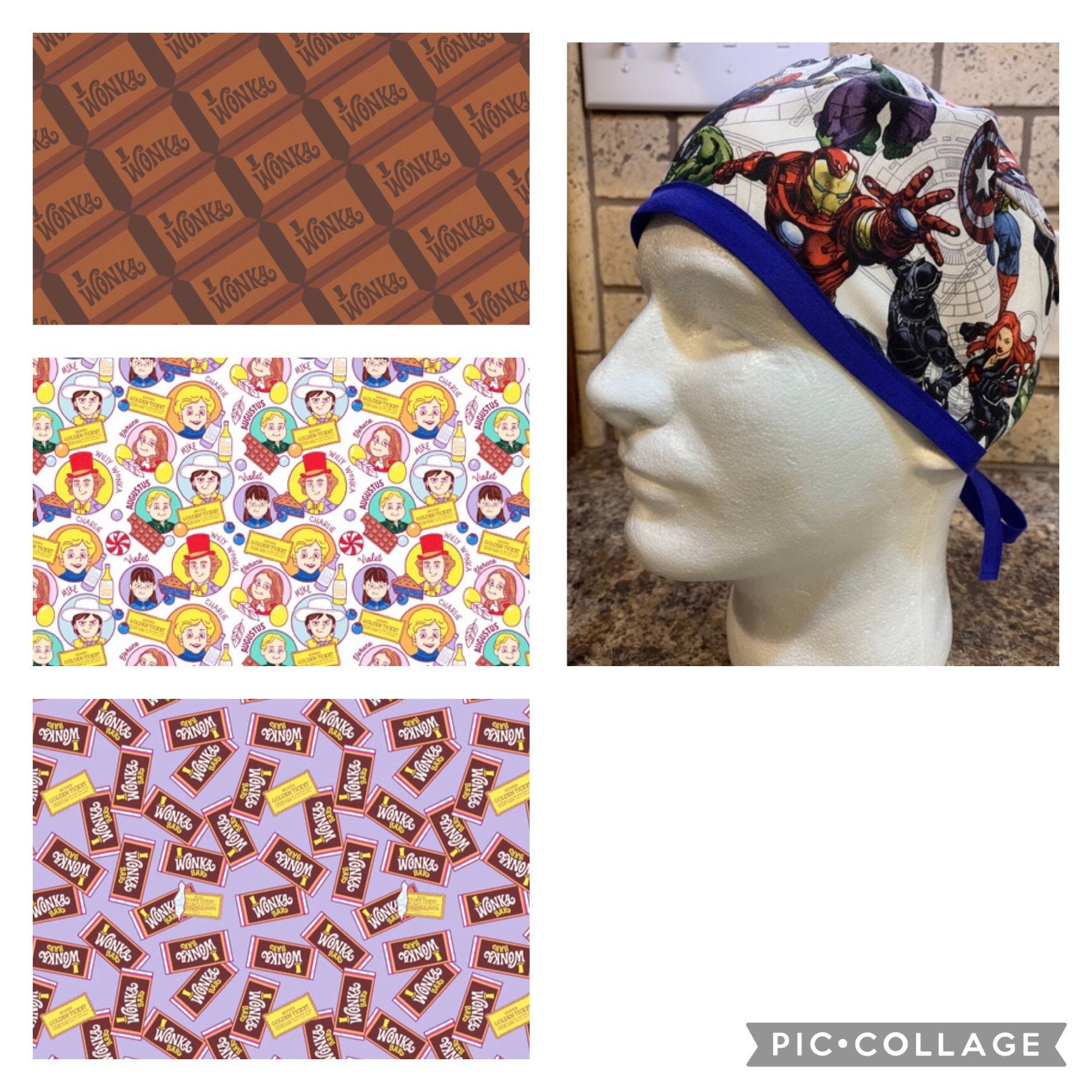 Mans Skull Back Willy Wonka and the Chocolate Factory Scrub Hat ...