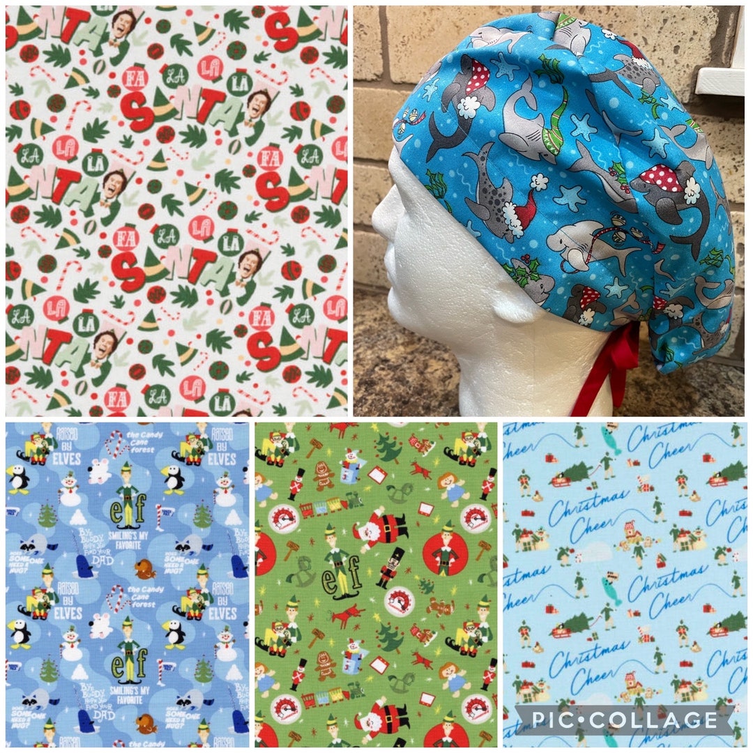 Womens ELF Gathered back Christmas Movie Holiday Scrub Cap Hat - Etsy ...