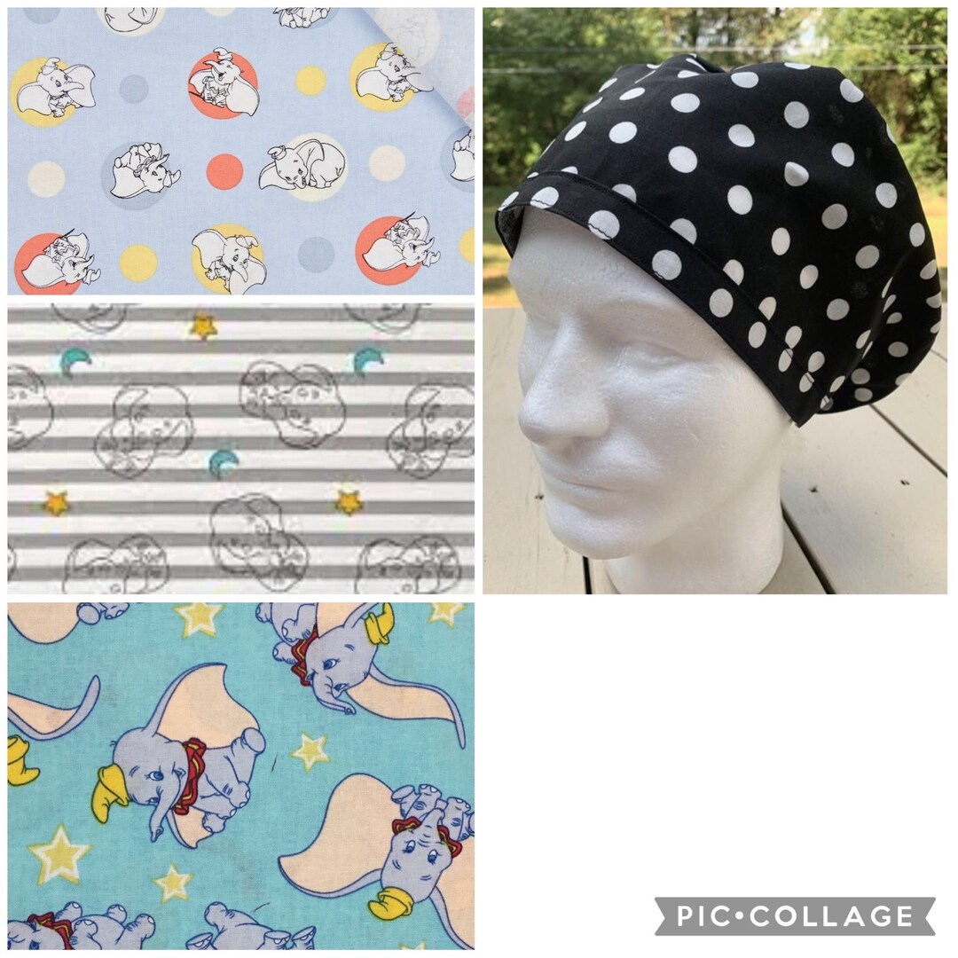 Womans Hummingbird Back Dumbo the Circus Elephant Surgical Scrub Hat ...