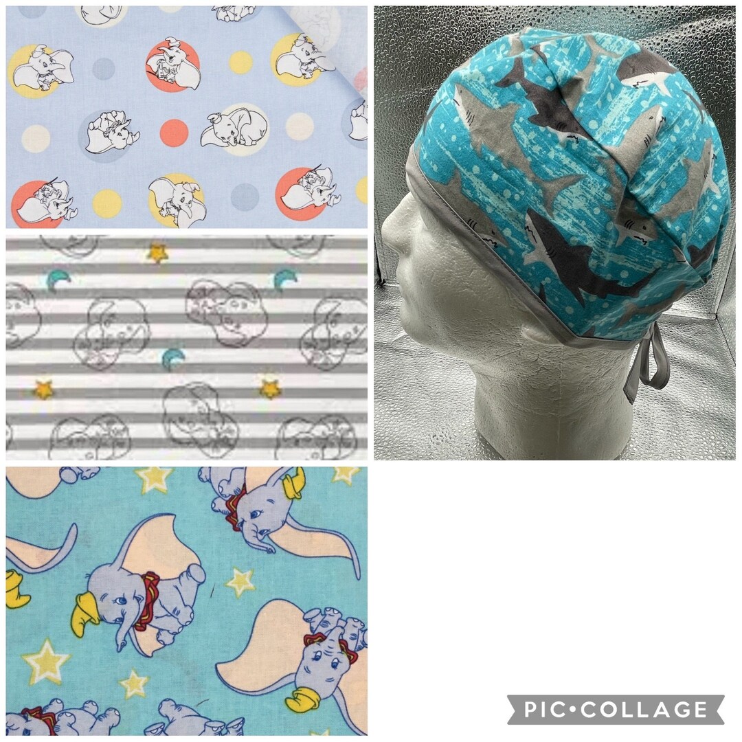 Mens Skull Back Dumbo the Circus Elephant Surgical Scrub Hat Cap ...