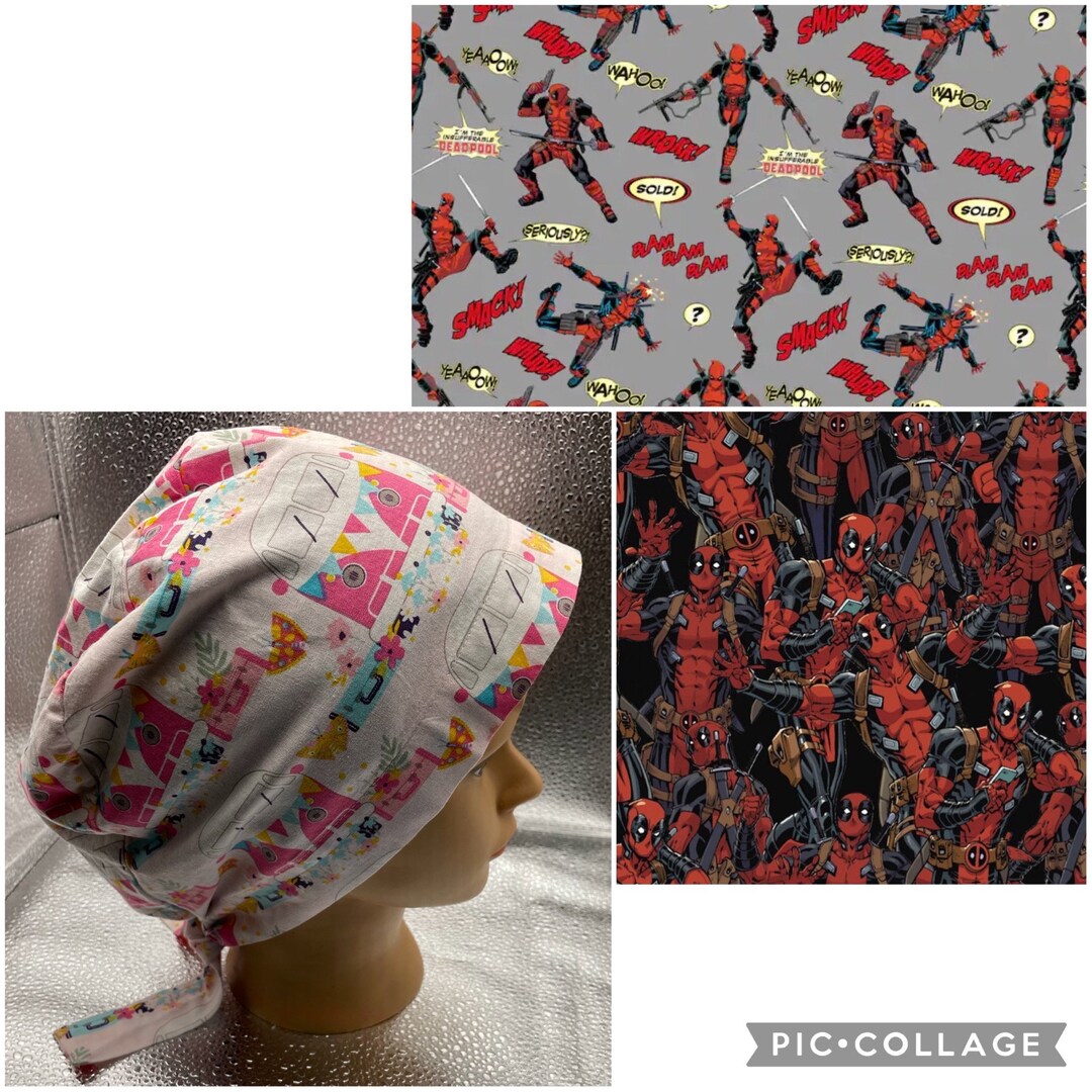 Deadpool Superhero Womens Pixie Tie Back Surgical Scrub Hat Cap ...
