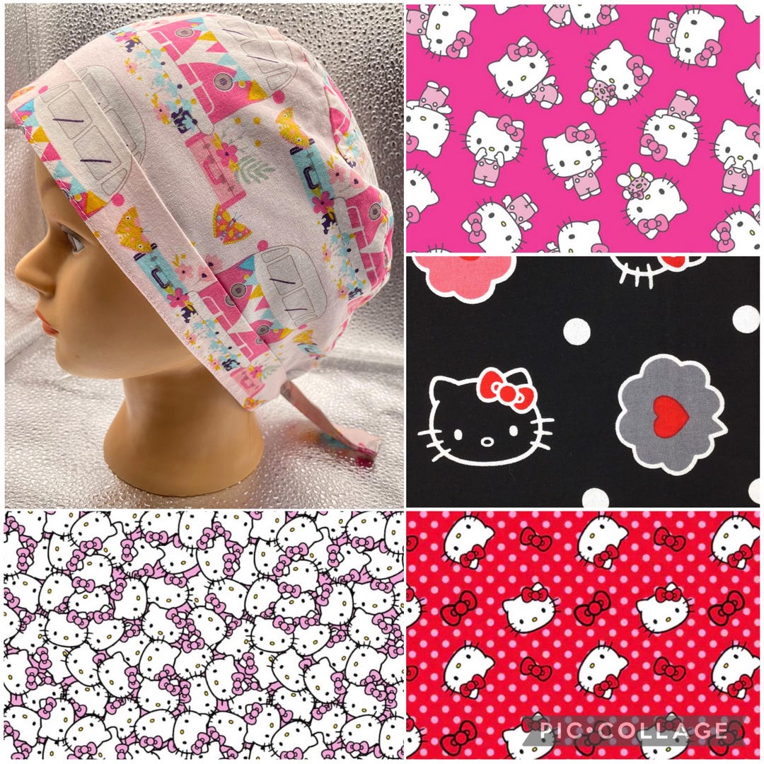Woman Pixie Tie Back Universal Hello Kitty 90s Movie TV Scrub Hat Cap ...