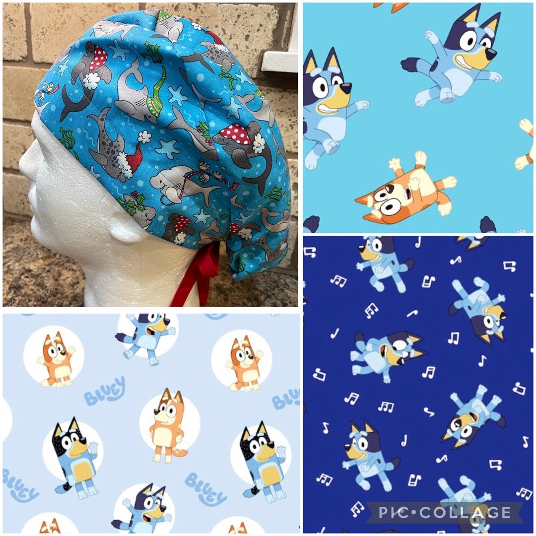 Womens Gathered Tie Back Bluey Bingo Kids TV Scrub Hat Cap - Etsy