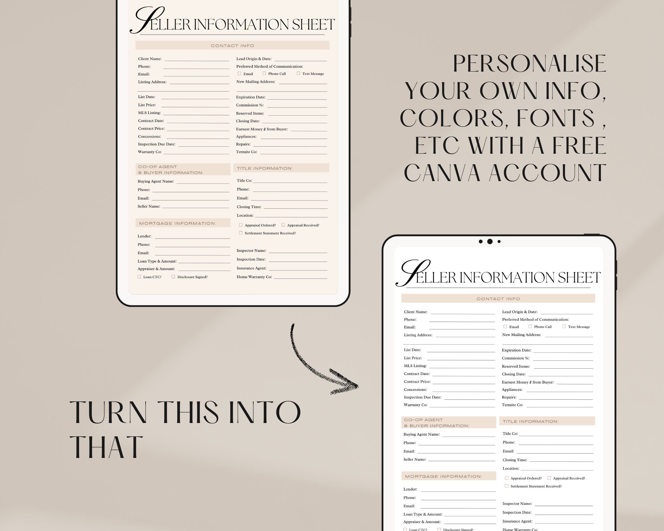 Buyer & Seller Information Sheet Client Info Client In-take Sheet Real ...