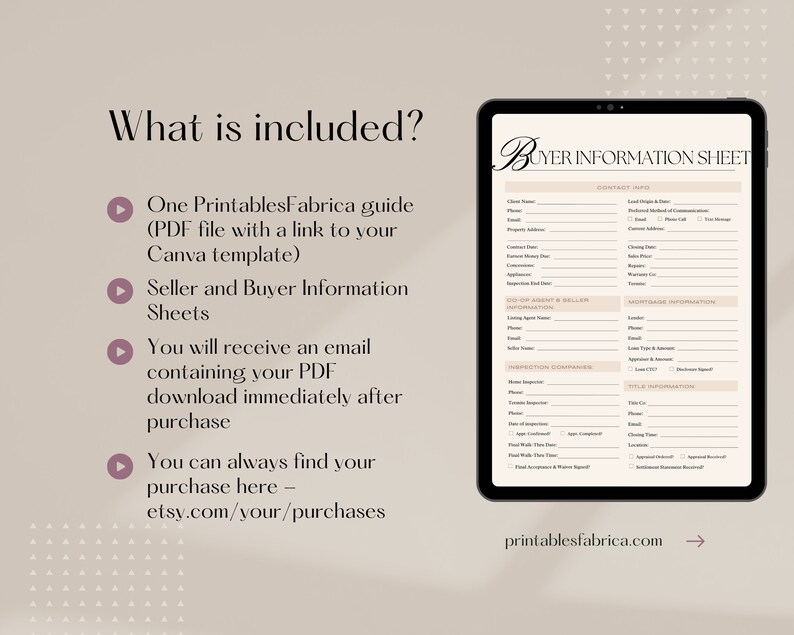 Buyer & Seller Information Sheet Client Info Client In-take Sheet Real ...