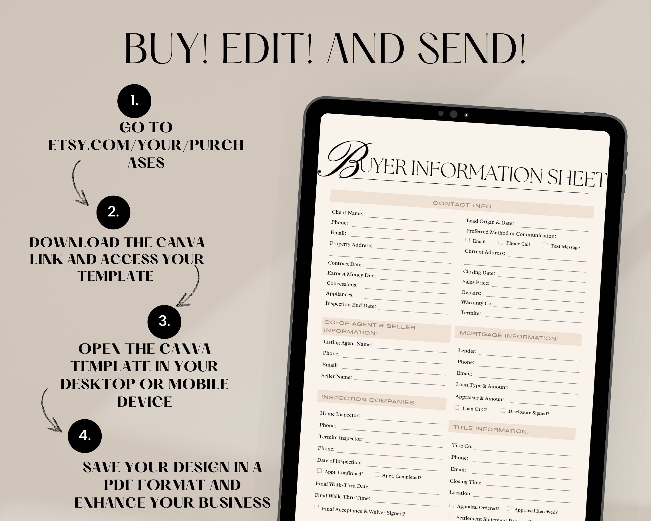 Buyer & Seller Information Sheet Client Info Client In-take Sheet Real ...