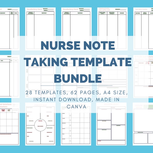 Nursing Student Note Taking Template - Etsy