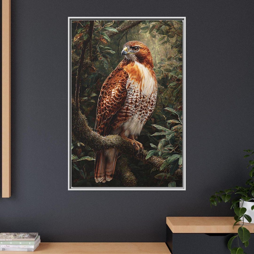 Reproduction d'art sur la buse à queue rousse : toile encadrée sur la ...