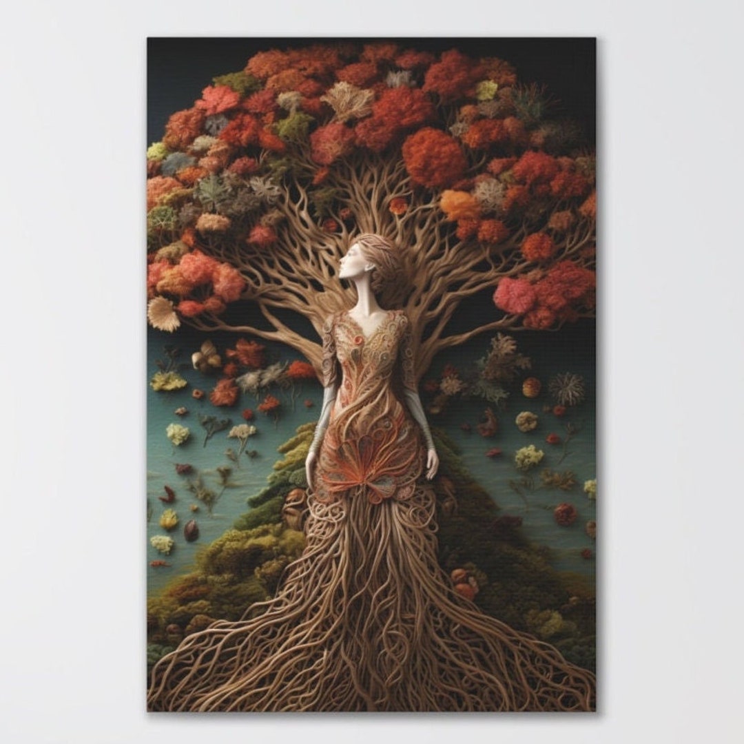 Mother Earth Gaia Canvas Art Print, Female Tree of Life Wall Art ...