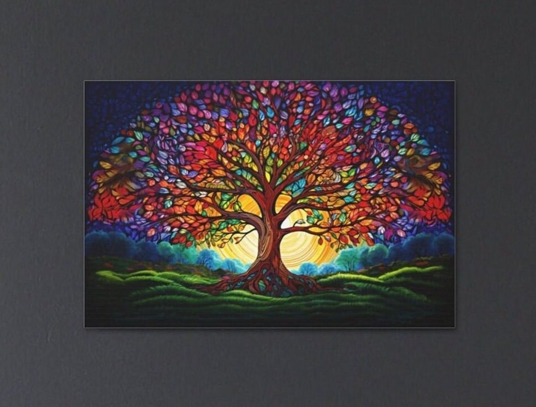 Colorful Mosaic Tree of Life, Vibrant Tree of Life Canvas Art Print ...