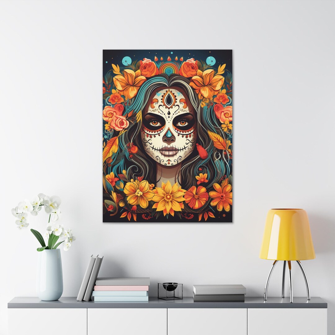 Day of the Dead Sugar Skull Woman Art Print, Vibrant Mexican Dia De Los ...