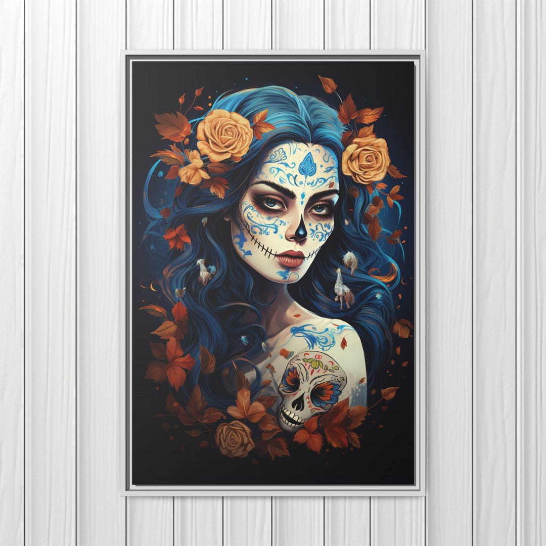 Sugar Skull Woman Canvas Wall Art, Day of the Dead, Canvas Day of the ...
