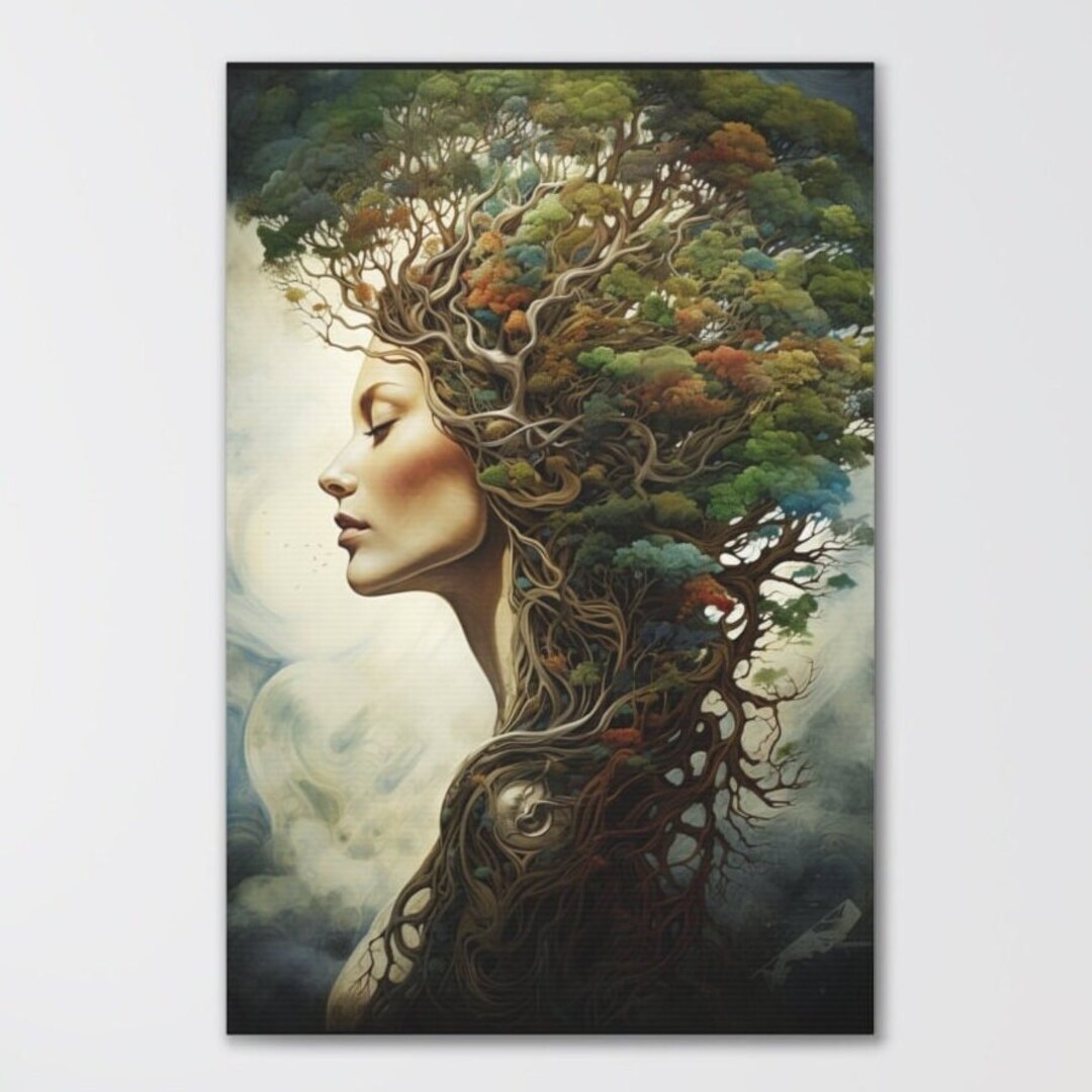 Mother Nature Wall Art, Pagan Tree Art Print, Sacred Tree Painting ...