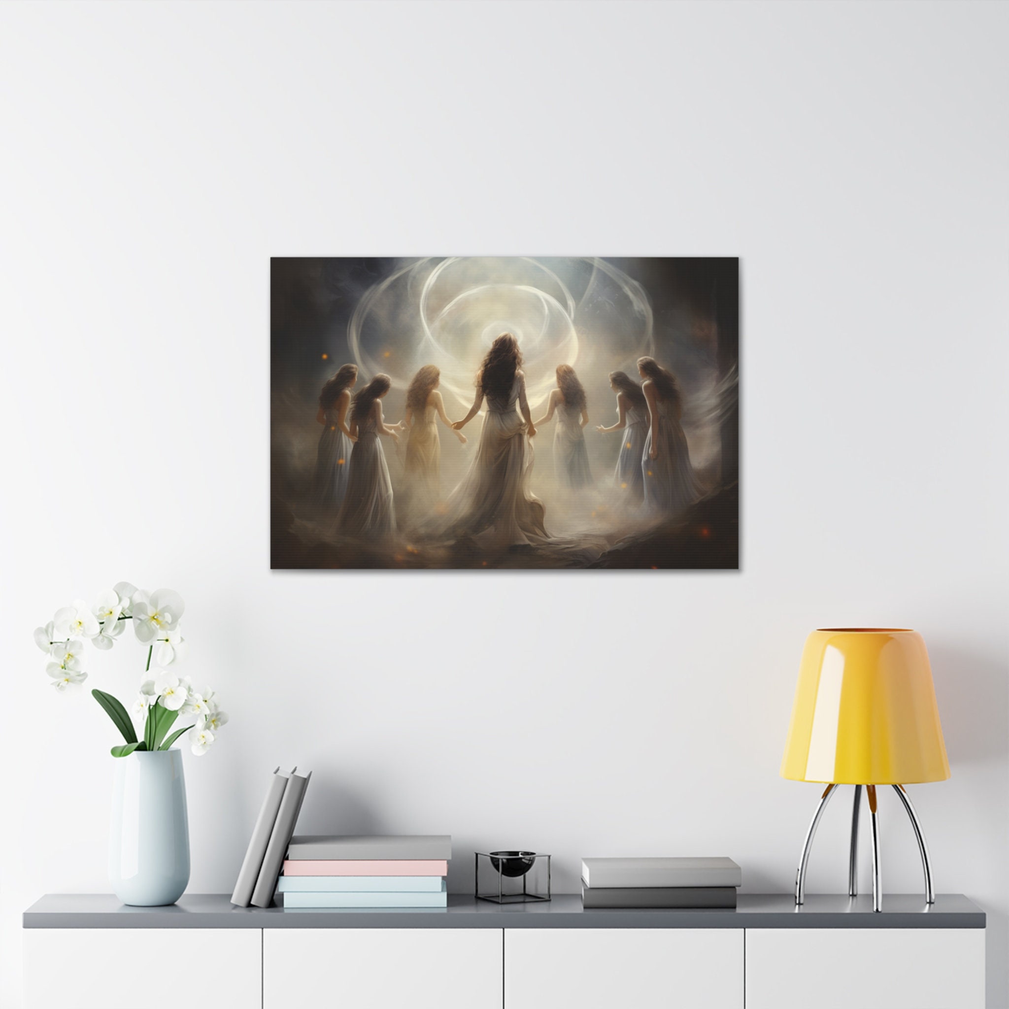 Magic Witchy Ritual Art Print, Vintage Women Dancing Canvas Art, Circle ...