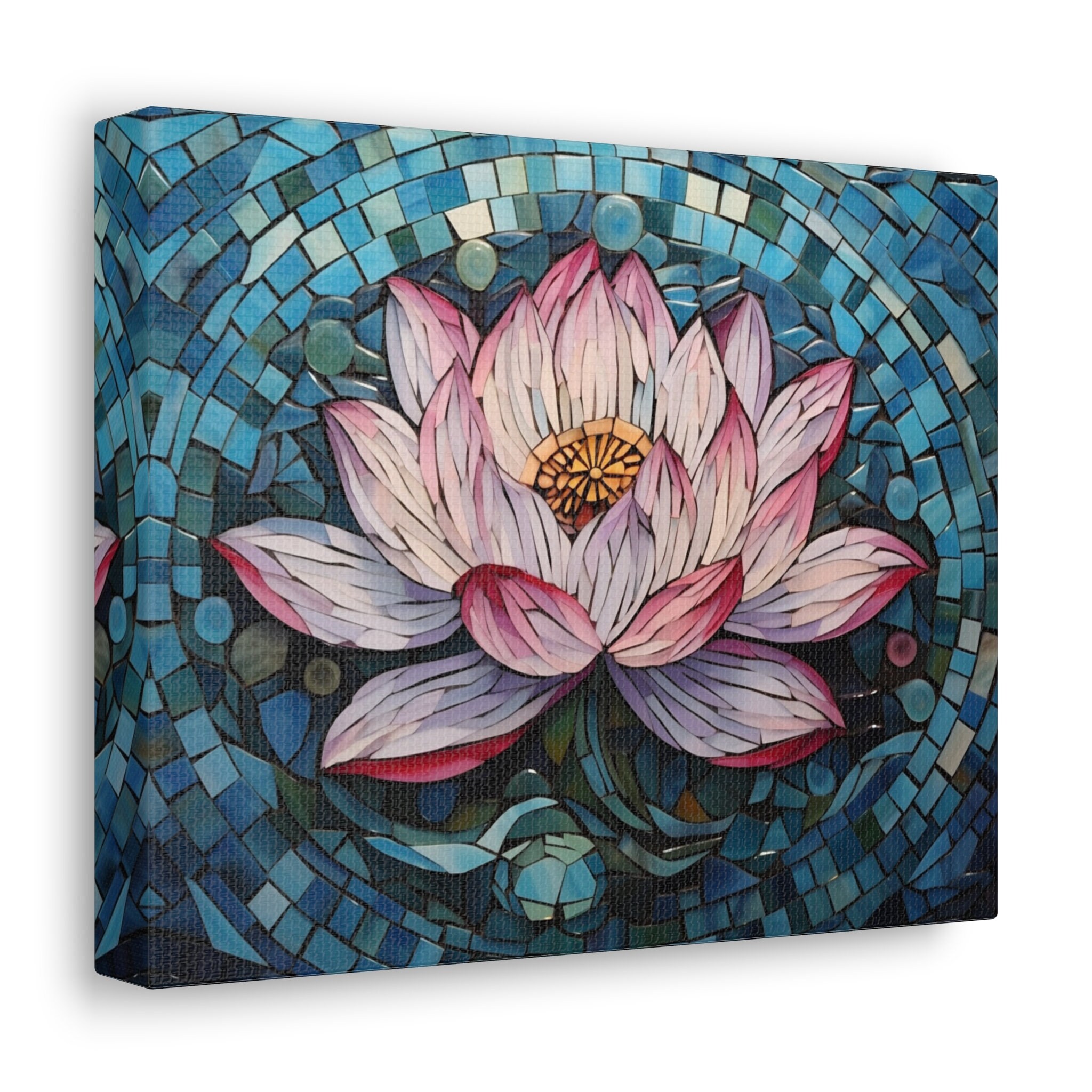 Lotus Flower Canvas Art Print, Lotus Flower Stained Glass Canvas ...