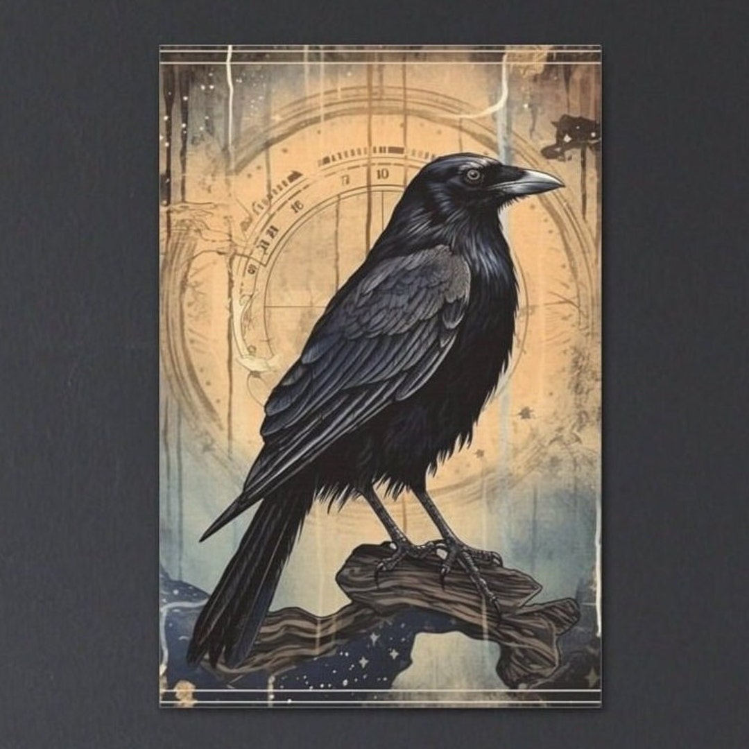 Gothic Raven, Raven Canvas Art Print, Vintage Art Poster Print ...