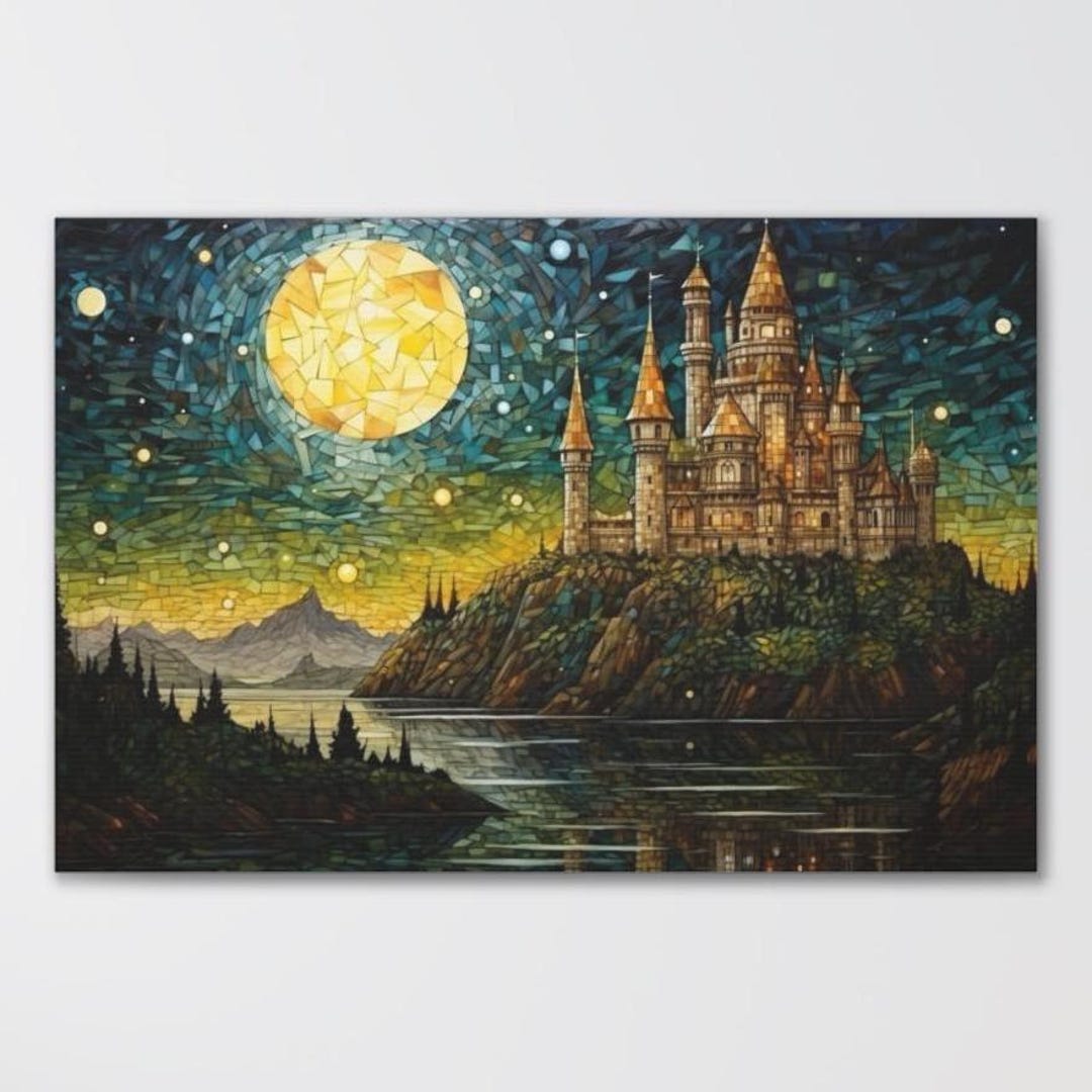 Castle Canvas Art Print, Wizarding Castle Wall Art, Dark Gothic Castle ...