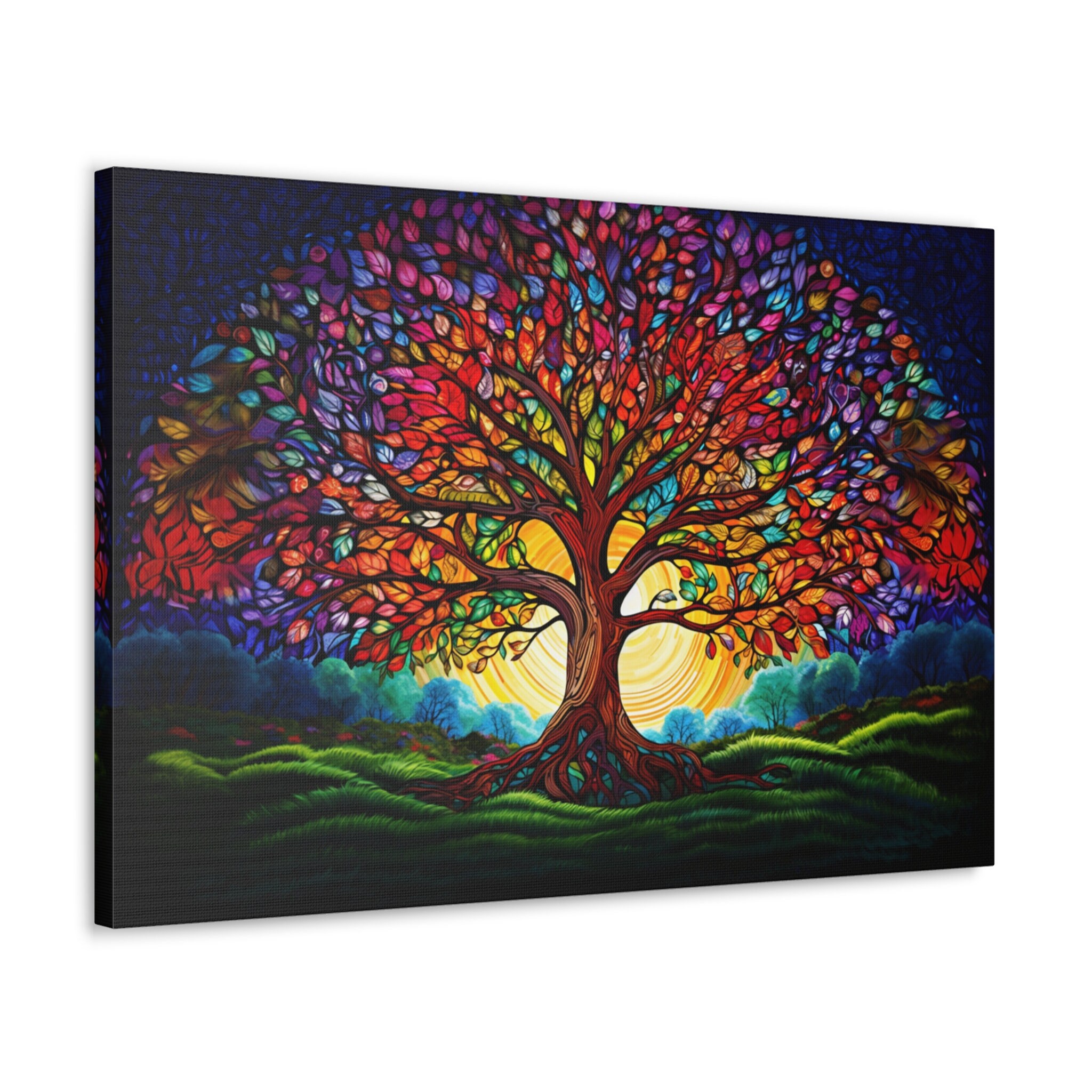 Colorful Mosaic Tree of Life, Vibrant Tree of Life Canvas Art Print ...