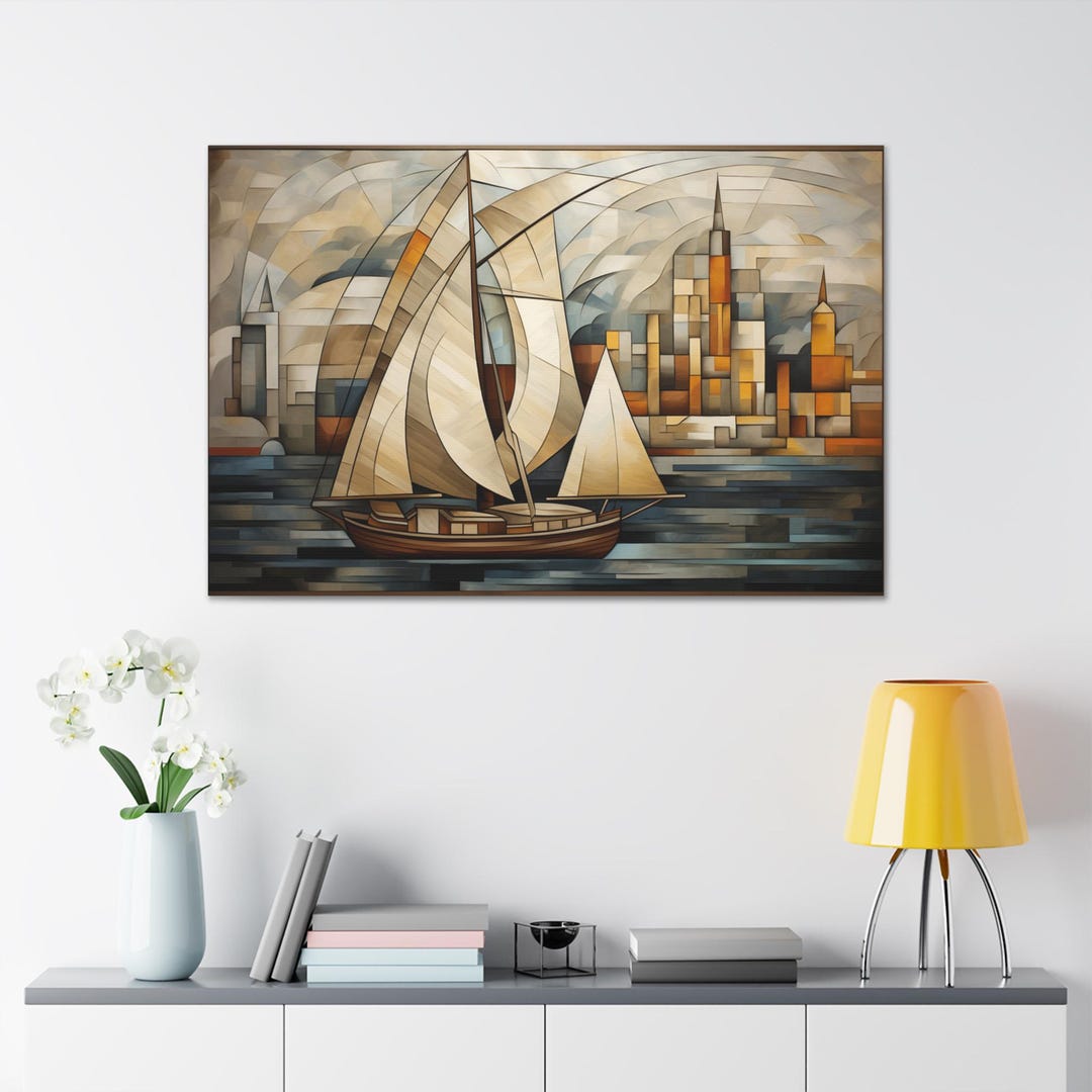 Abstract Sailboat Wall Art Print, Sailboat in Muted Colors, Sailboat in ...