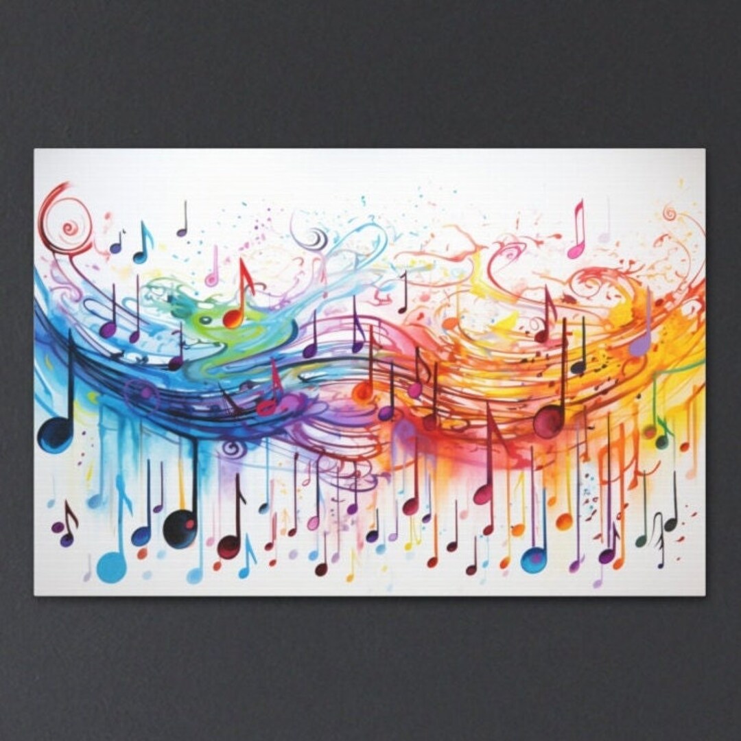 Colourful Music Notes Canvas Print, Abstract Rainbow Paint Splashes ...