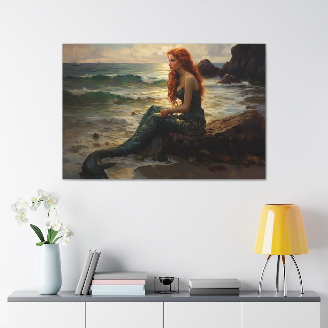 Mermaid Canvas Art Print: Whimsical Sea Siren Wall Decor - Etsy