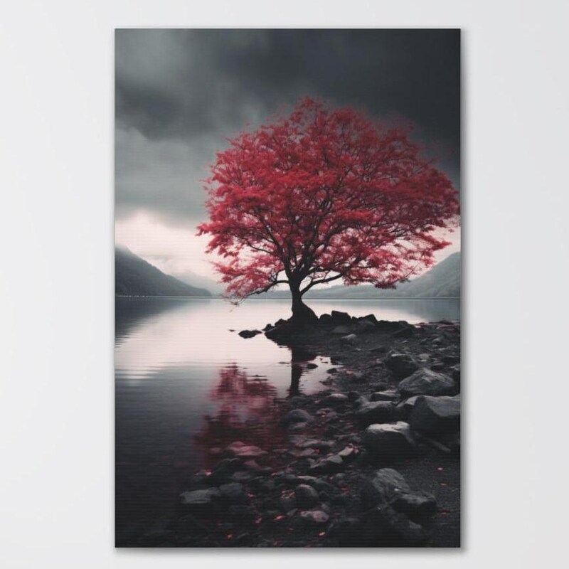 Red Tree Painting - Etsy
