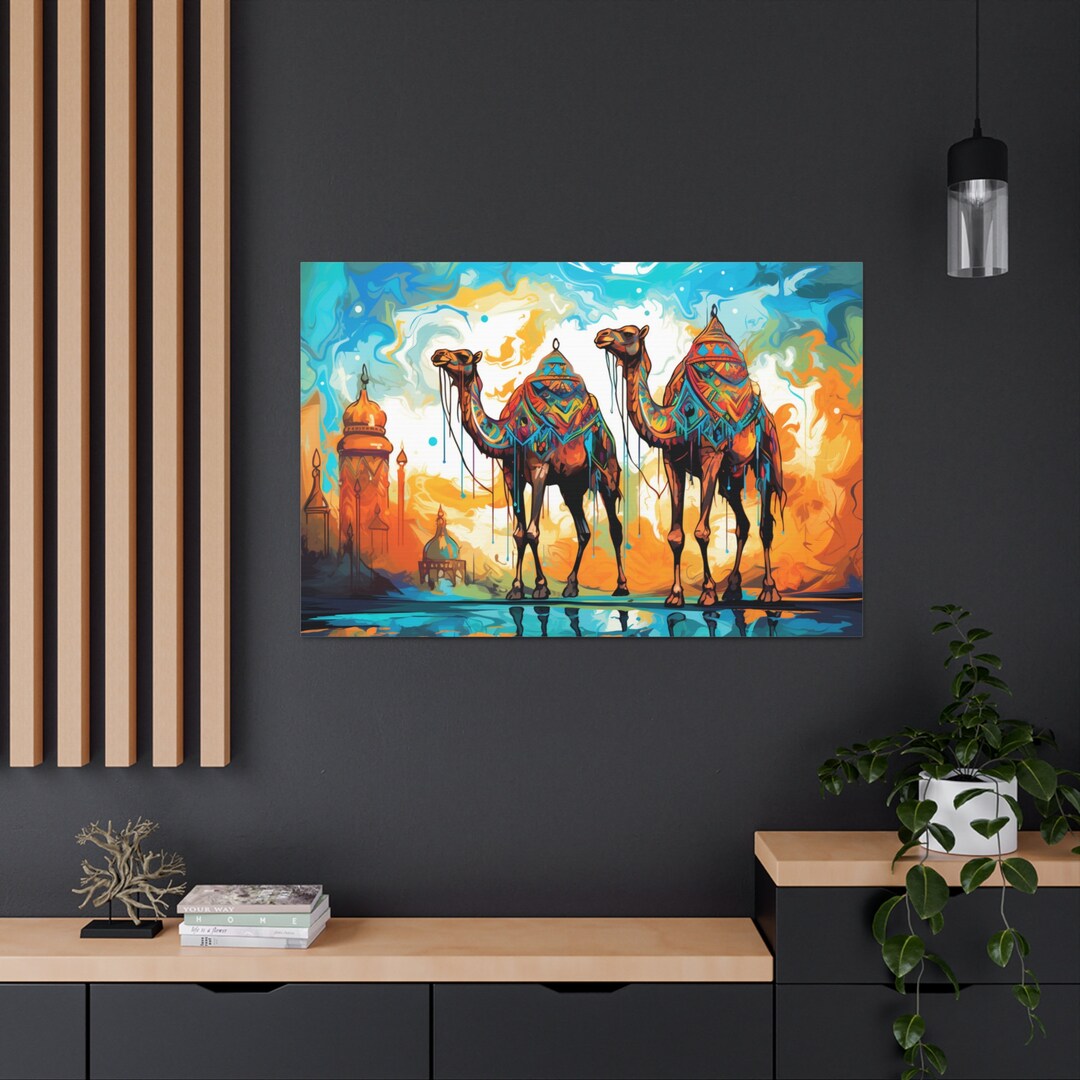 Colorful Two Camels Canvas Print: Abstract African Desert Wall Art - Etsy