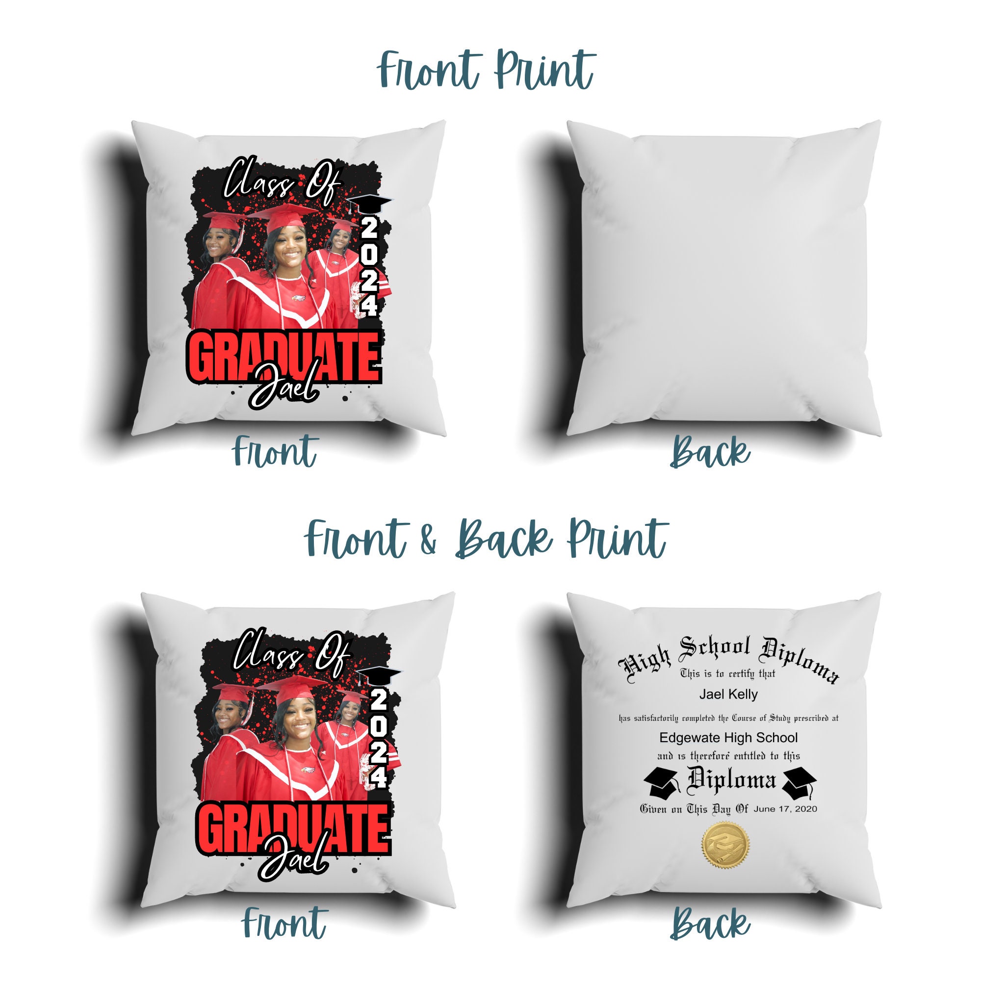 Custom Graduation Photo Pillow | His or Her Graduation Gift ...