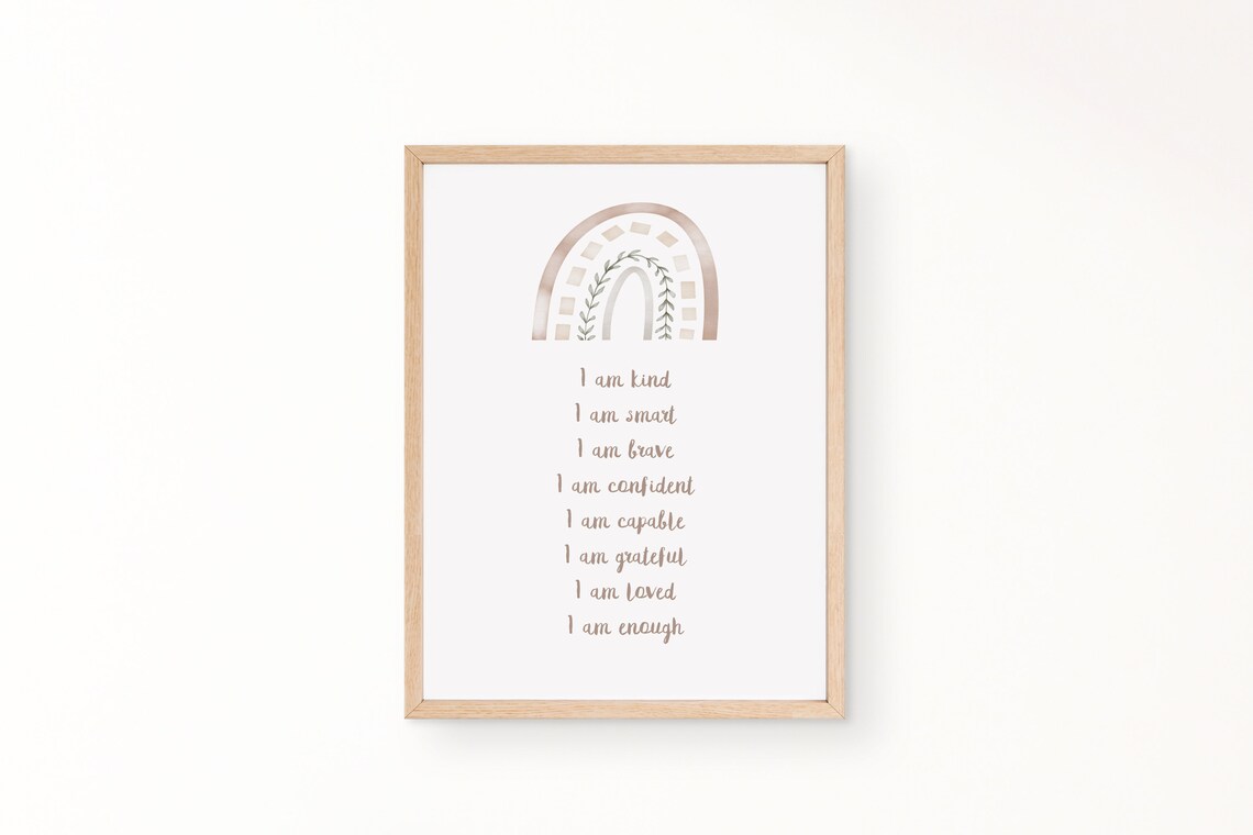 Rainbow Affirmations for Kids Digital, Neutral Affirmations Print, I Am ...
