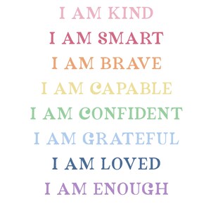 Affirmations for Kids Digital Printable, Rainbow Affirmations Print, I ...