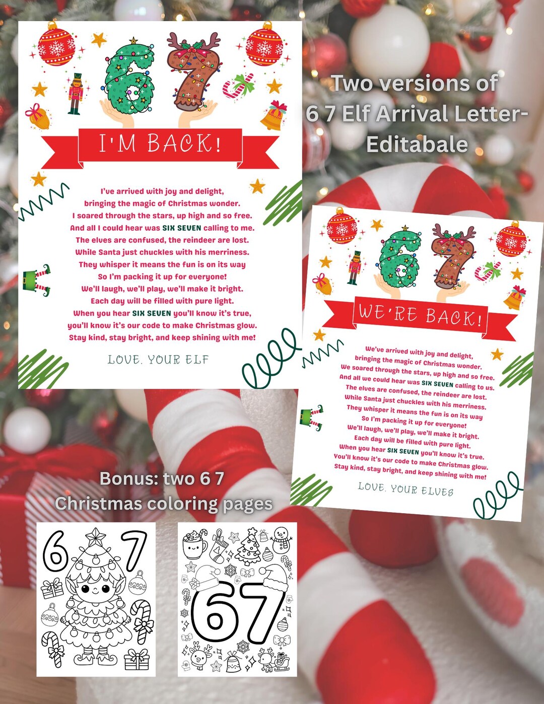 6 7 Elf Arrival Letter - Elf 6 7 Welcome Back Letter - Personalized 67 ...