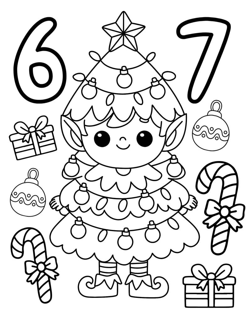 67 Christmas Coloring Page, Six Seven 6 7 Meme Coloring Sheet, Holiday ...