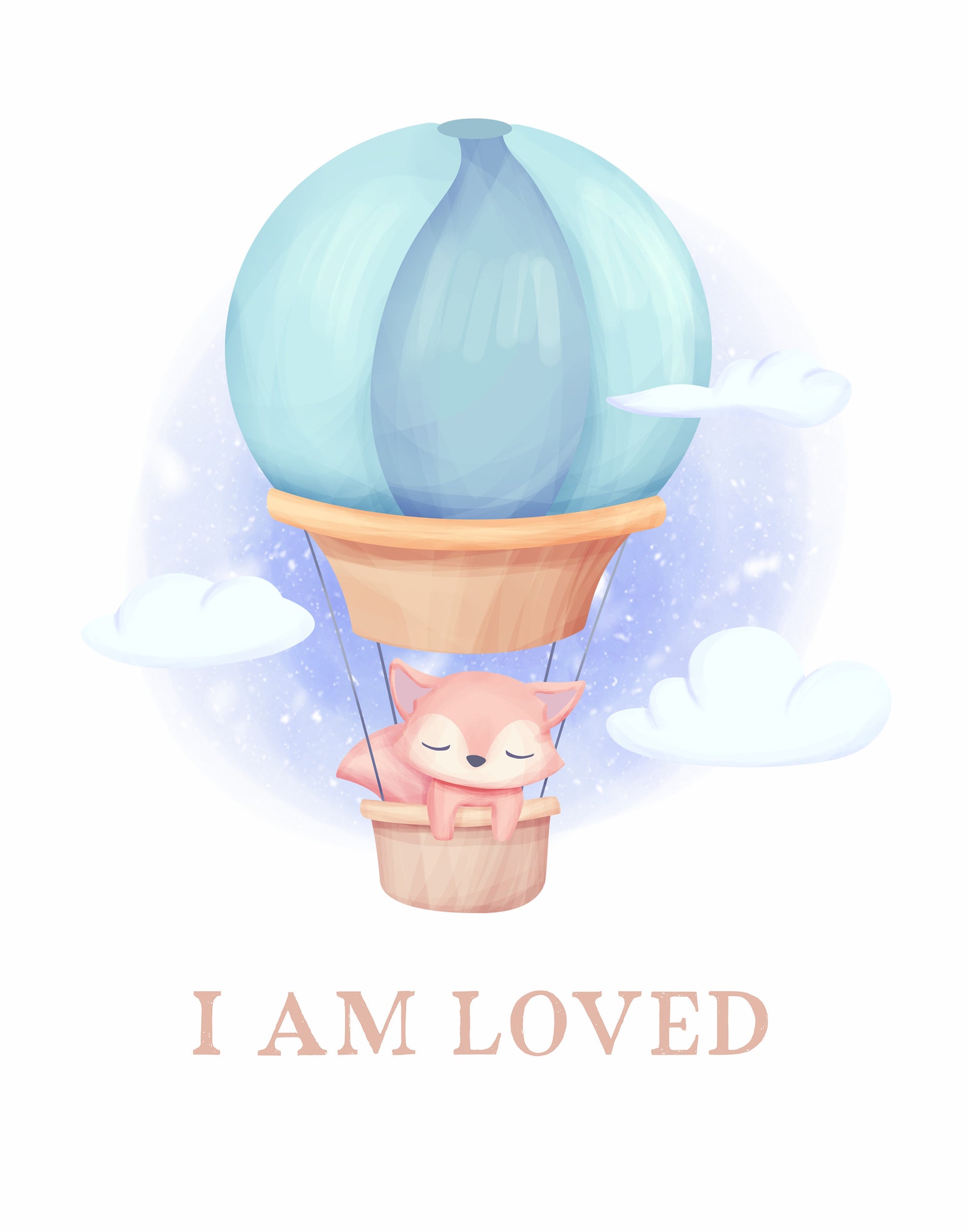 Affirmations for Kids Digital, Boy, Hot Air Balloon Print, I Am Loved ...