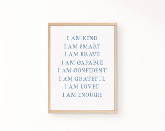 Rainbow Affirmations for Kids Digital, Neutral Affirmations Print, I Am ...
