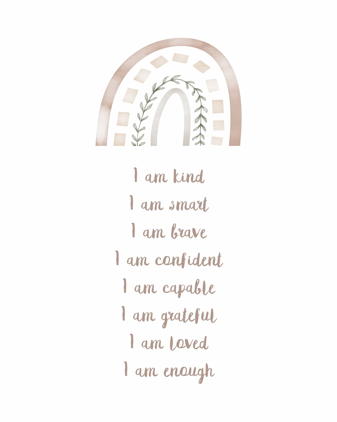 Rainbow Affirmations for Kids Digital, Neutral Affirmations Print, I Am ...