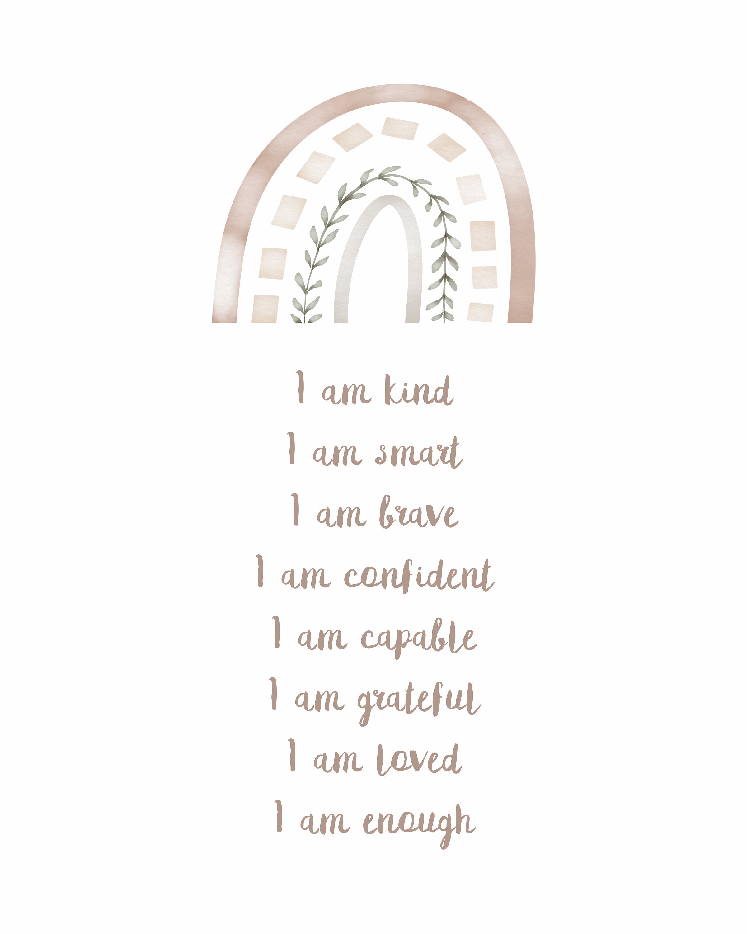 Rainbow Affirmations for Kids Digital, Neutral Affirmations Print, I Am ...