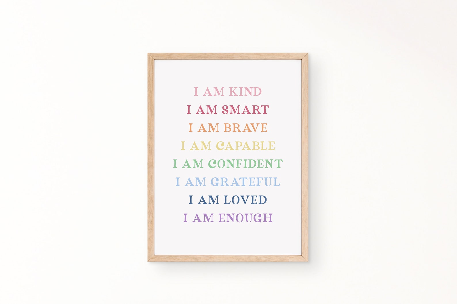 Affirmations for Kids Digital Printable, Rainbow Affirmations Print, I ...