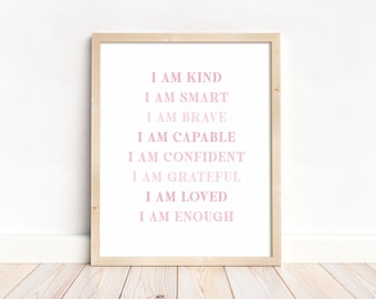 Affirmations for Kids Digital Printable, Rainbow Affirmations Print, I ...