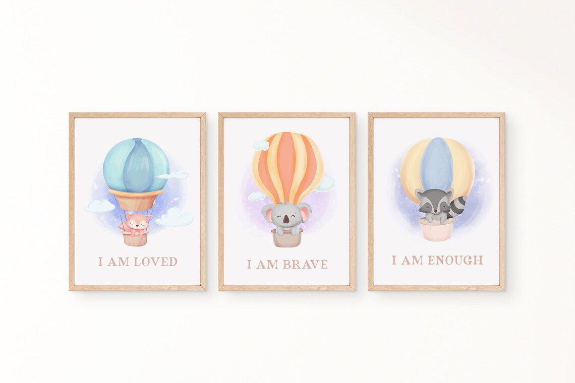 Affirmations for Kids Digital, Boy, Hot Air Balloon Print, I Am Loved ...