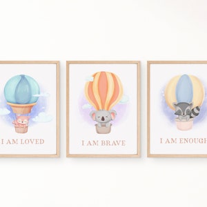 Affirmations for Kids Digital, Boy, Hot Air Balloon Print, I Am Loved ...