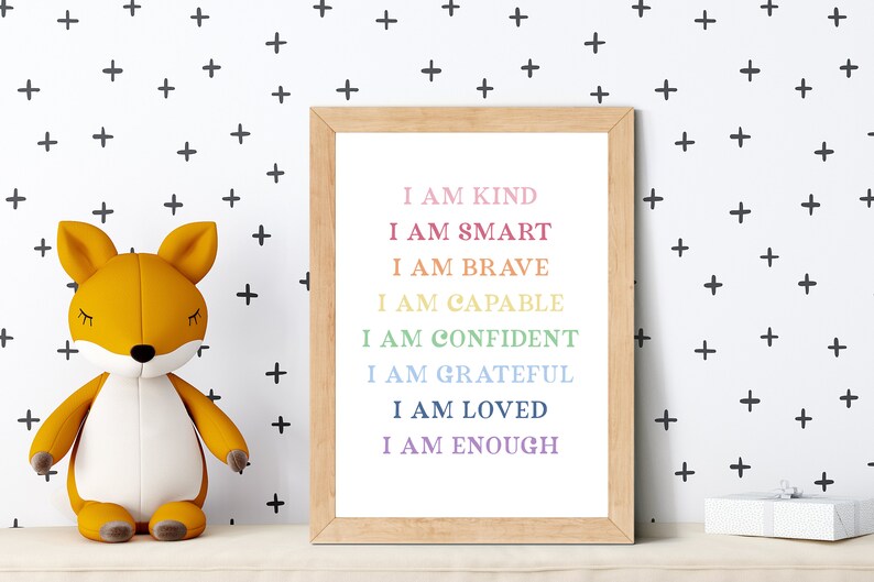 Affirmations for Kids Digital Printable, Rainbow Affirmations Print, I ...
