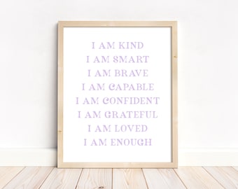 Affirmations for Kids Digital Printable, Rainbow Affirmations Print, I ...