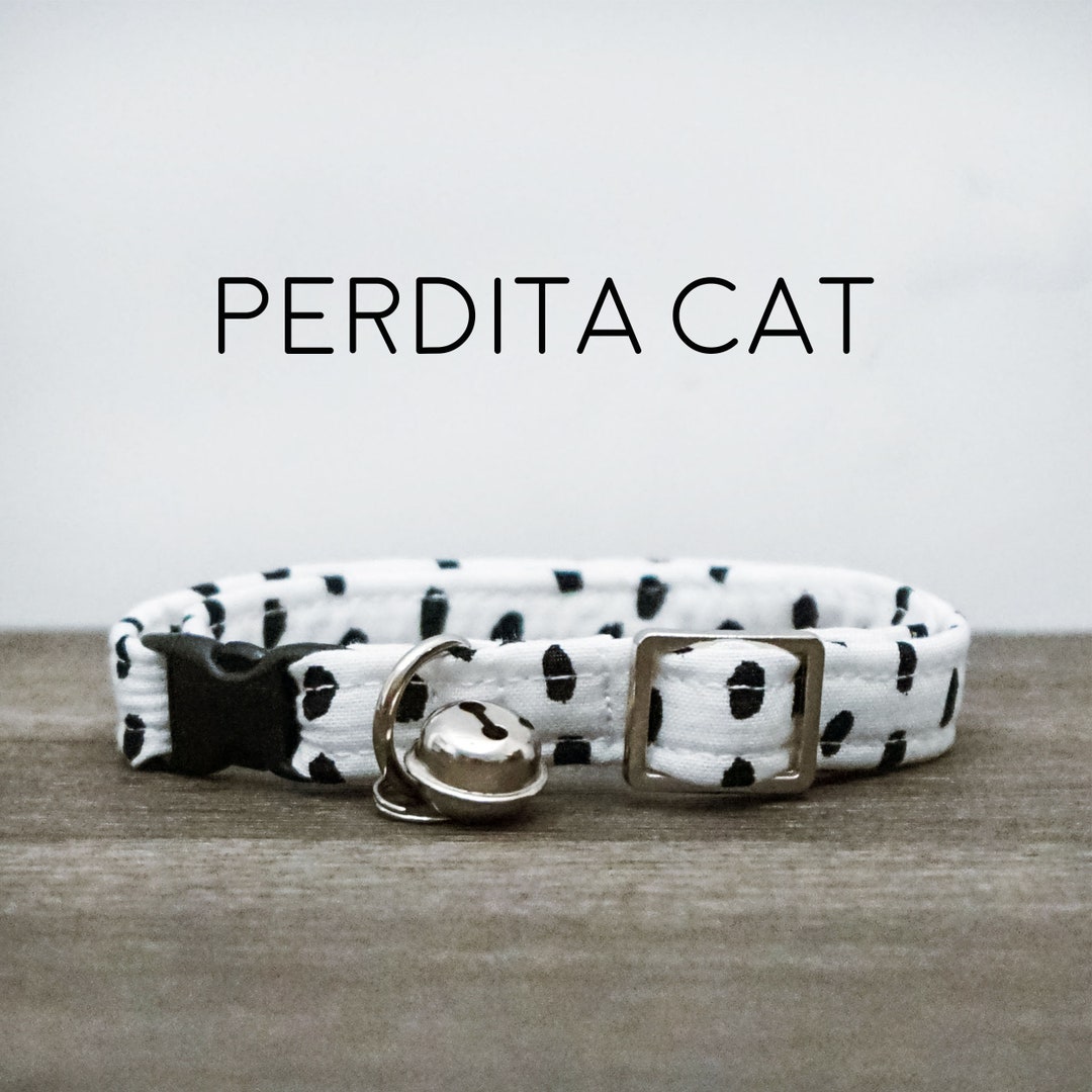 Perdita Cat Collar - Black and White Spotted Breakaway Buckle Collar ...